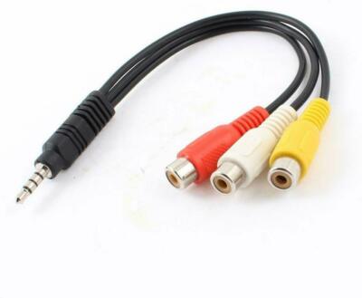 3.5mm Mini AV Male Plug to 3 RCA Female Audio Video AV HDTV LCD TV ...