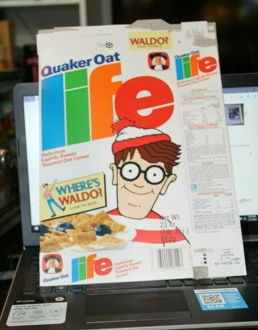 1991 Quaker Oat LIFE 23 oz Empty Box WHERE'S WALDO IN THE SEA | eBay