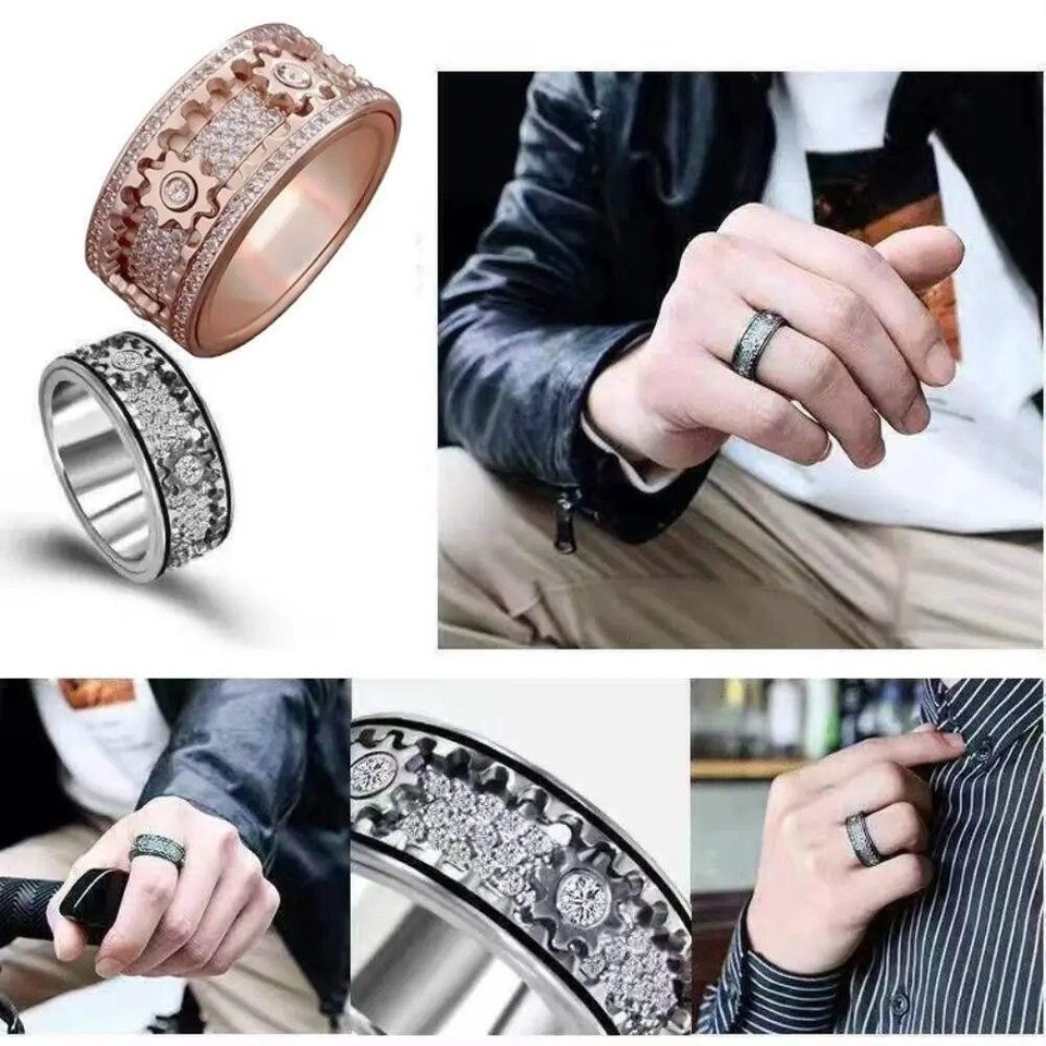 Rotating Gear Ring in High-quality Geometric 3d Spinner Ring Cubic ...