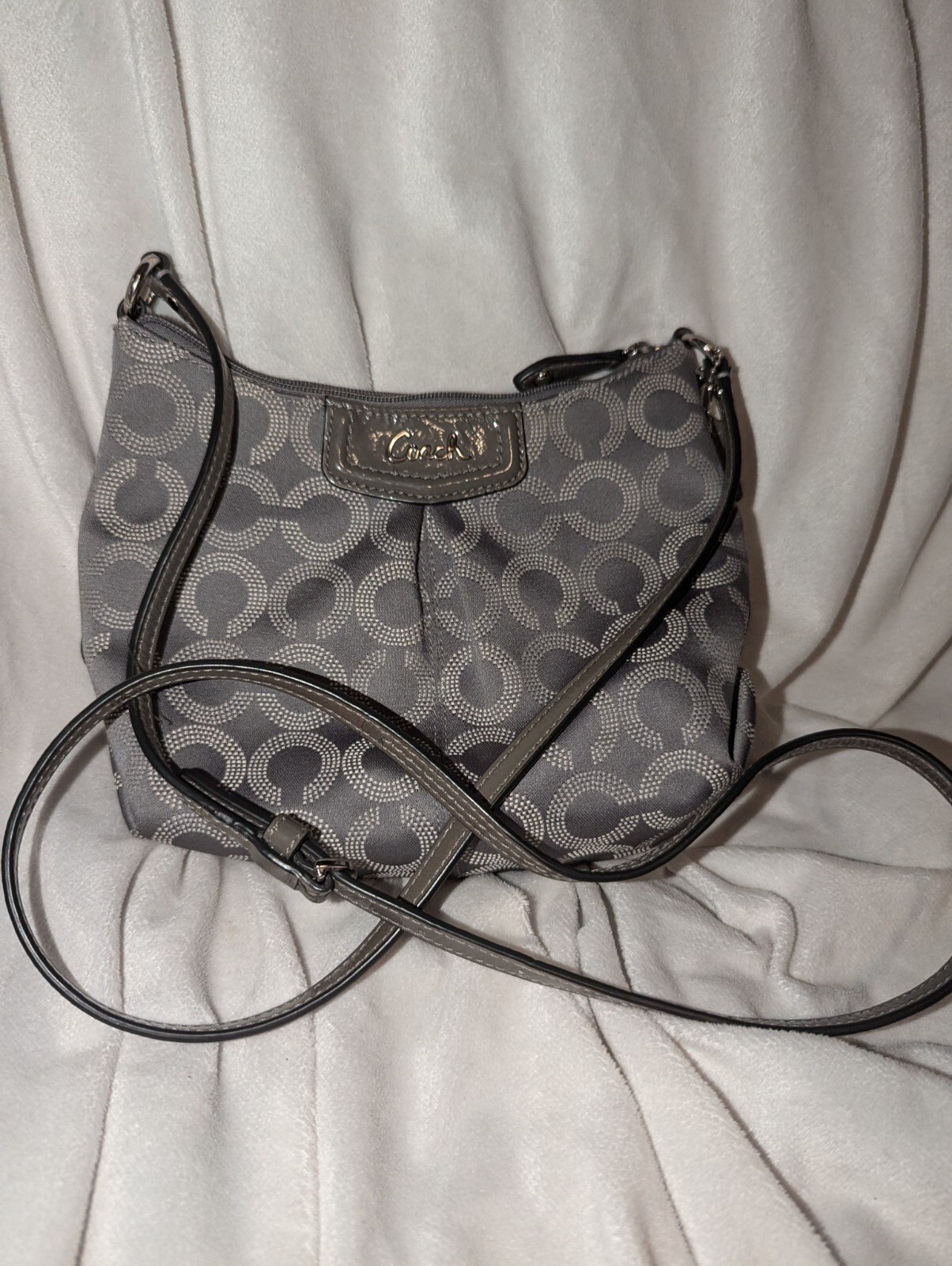 Coach Signature Satin Grey Crossbody - Gem