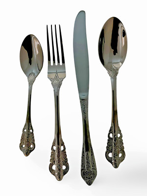 Gothic Baroque Flatware Set Silver Gold Black Stainless Steel Vintage ...