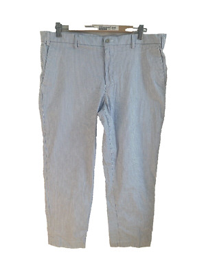 BRITCHES By SAMTEX Men's Pants 38X27 Seersucker CHINO Blue White ...