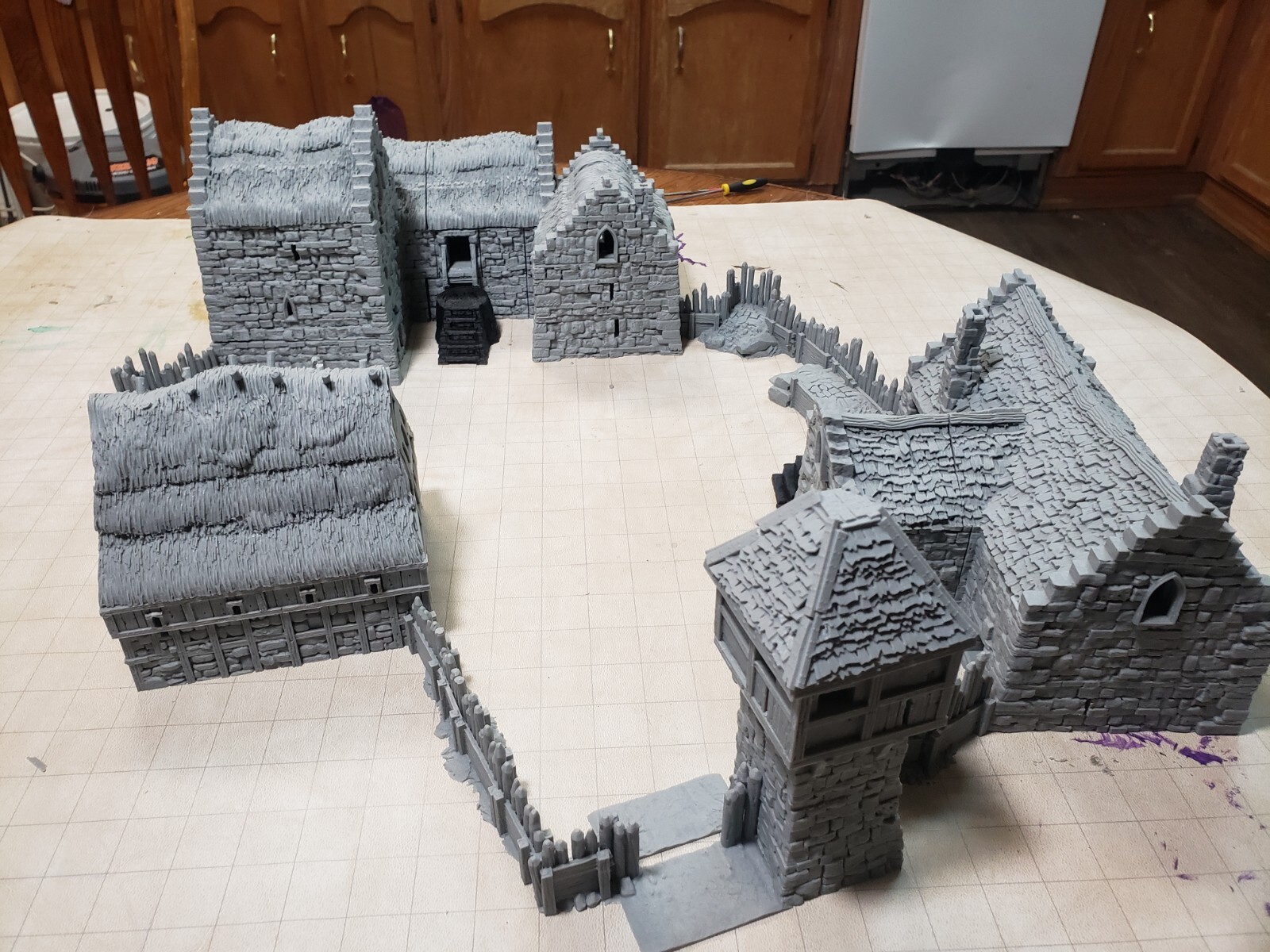Manor Houses, Guard Tower, and Barn - Medieval Hamlet Terrain - Fantasy ...