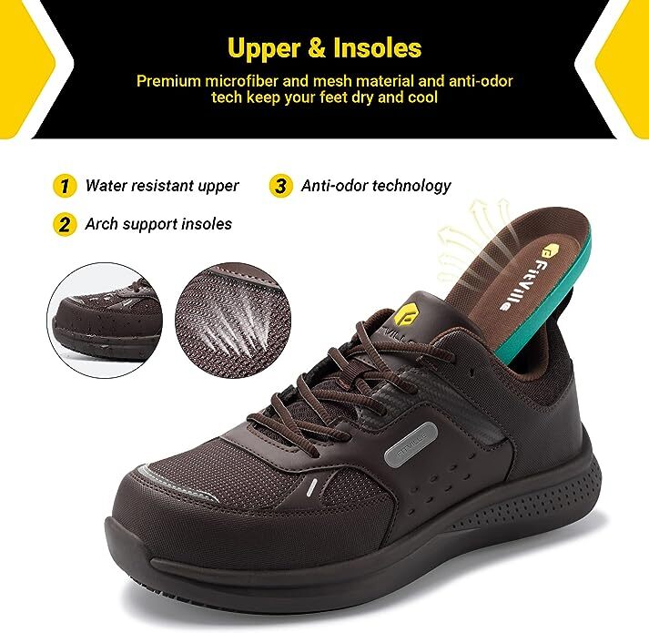 FitVille Men Extra Wide Safety Work Shoes Composite Toe Slip Resistant ...