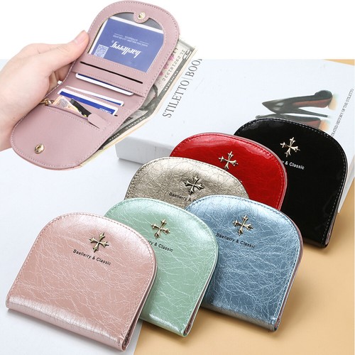 Ultra-Thin Women Leather Wallet Bifold Card Holder Case Mini Pocket ...
