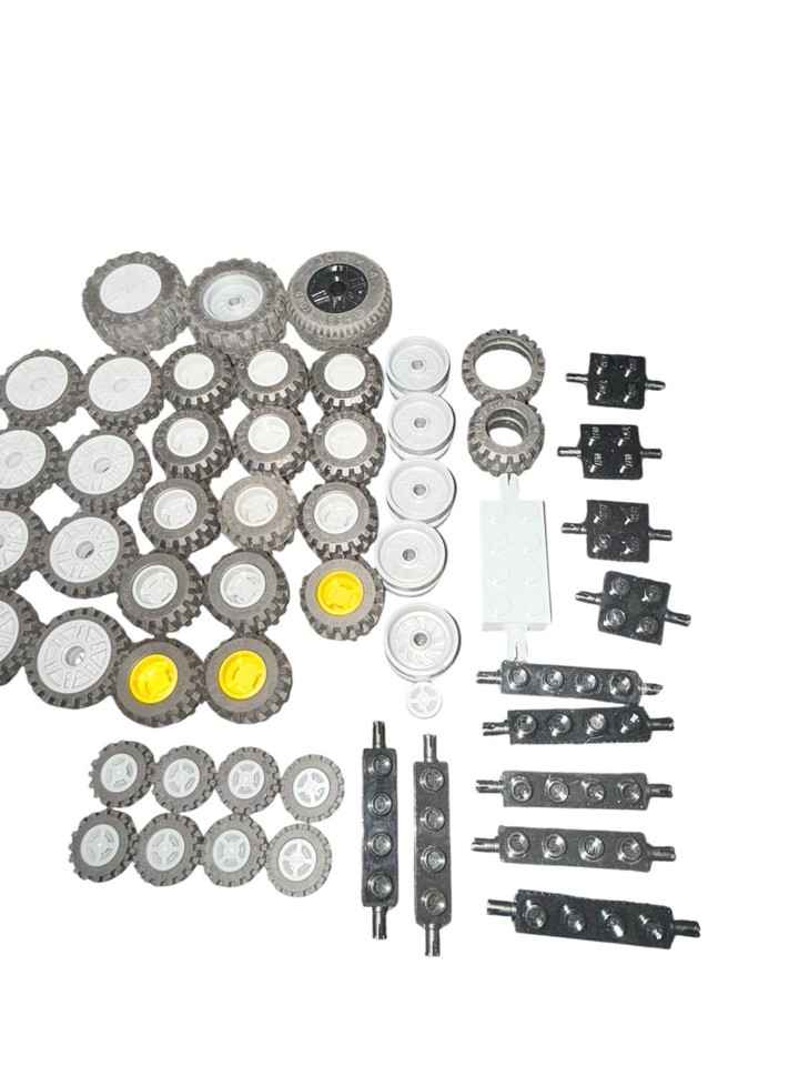 LEGO LOT of TIRES & WHEELS 44 + Extra Rims, Tires Axles- Mixed sizes ...