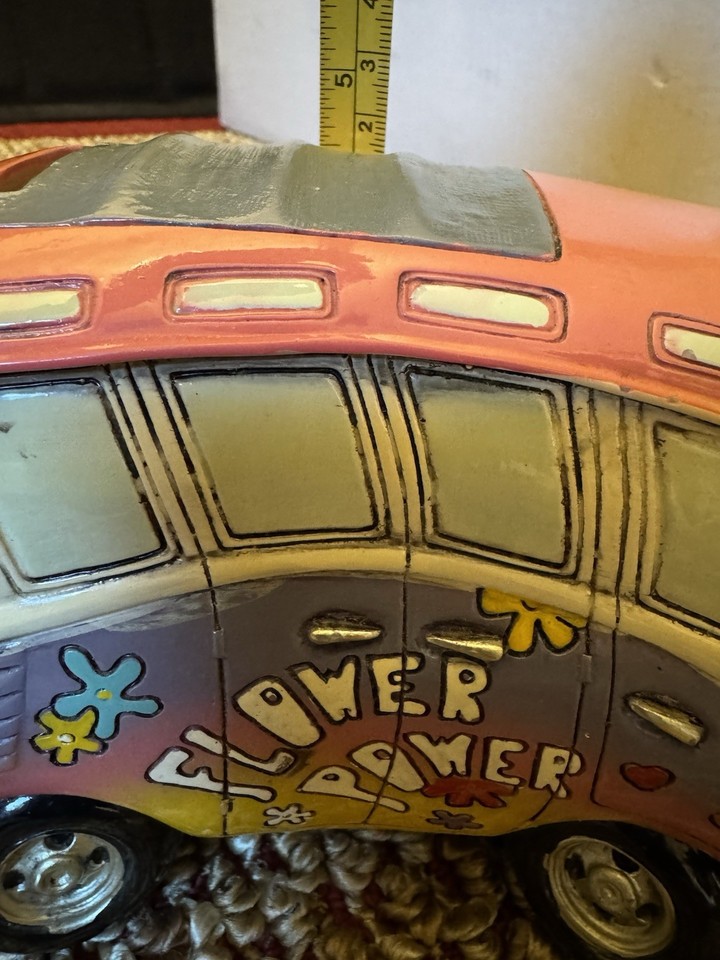 Vintage VW Volkswagen Hippie Bus Van Piggy Coin Bank Flower Power | eBay