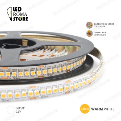 STRISCIA LED STRIP 3528 1200 5M IP20 24V CALDA 3000K LUMINOSISSIMA 3M ...