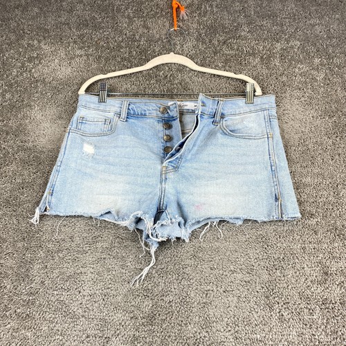 Carly Jean Cut-Off Denim Short Women's Size M Blue Mid Rise Button Fly ...