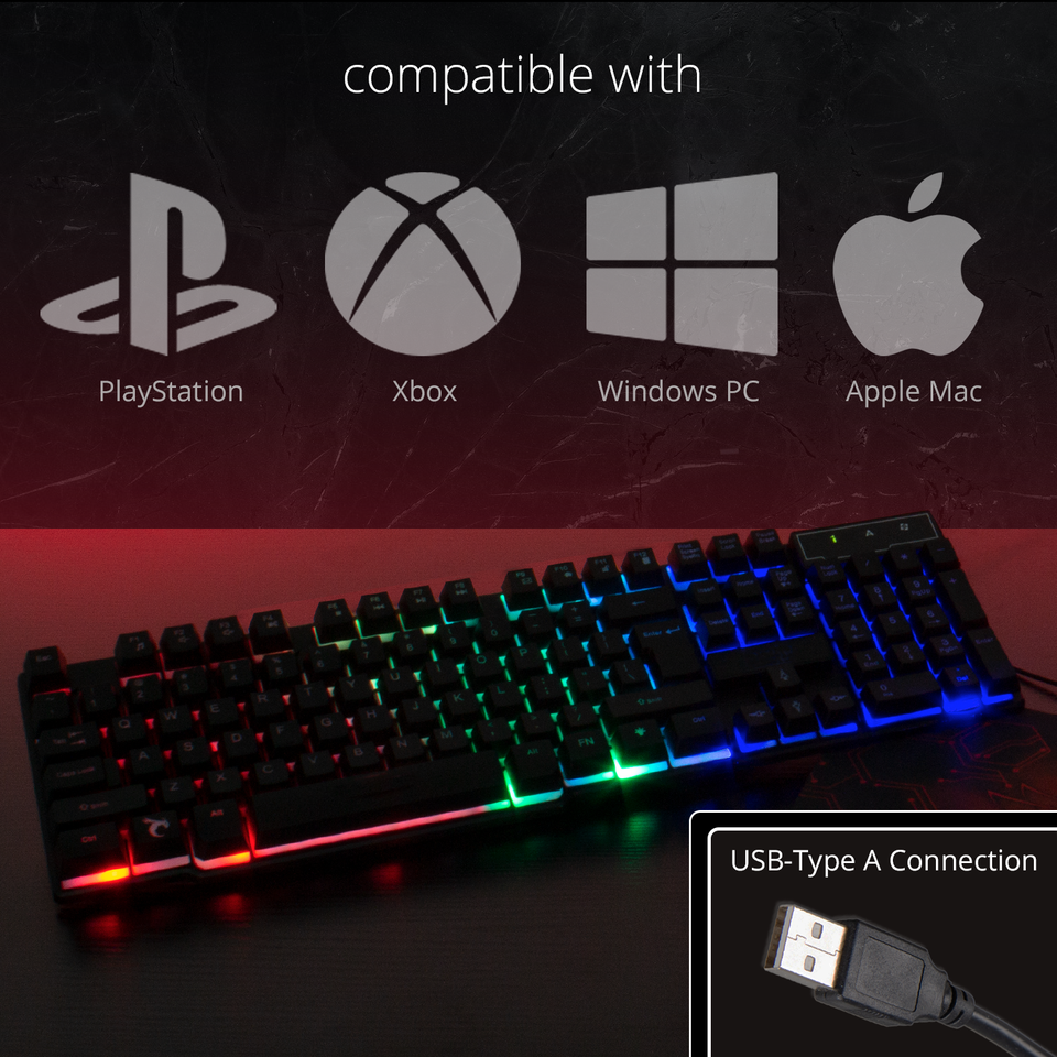 Gaming Keyboard for PS5, Playstation 5 Xbox , PC Gaming LED RGB Backlit ...