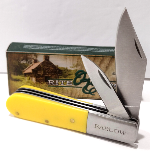 RITE-EDGE Yellow Handle 2 Blade Pen BARLOW Folding Pocket Knife 3 1/4 ...