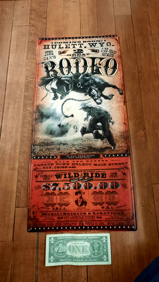 WYOMING Hulett Rodeo TIN Poster Bob Coronato Metal Sign Embossed Metal ...