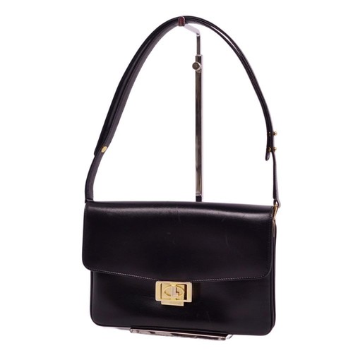 Authentic launer hand bag formal rare leather black women's shoulder ...