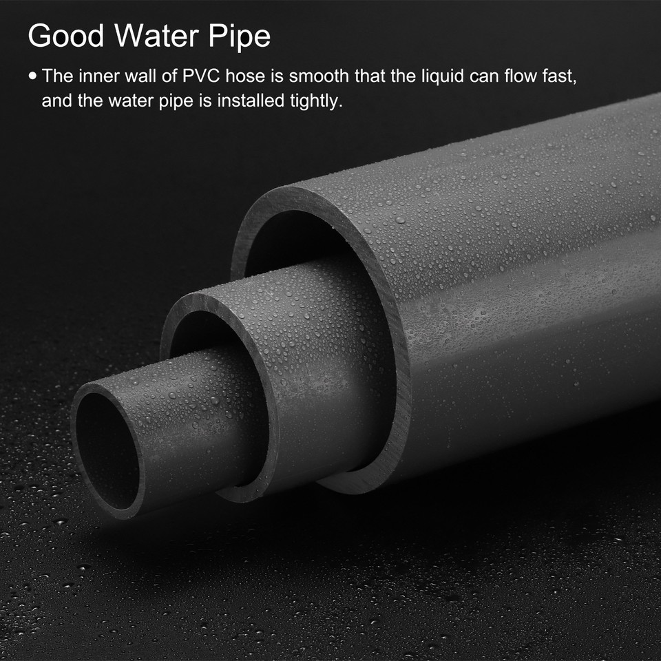 PVC Rigid Round Pipe 4mm ID 6mm OD 8" Length Dark Grey, High Impact ...