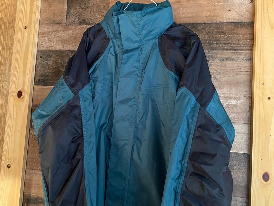 Bass Pro Shops Rain Jacket Mens Large VTG Green Black Hood Zip Pockets ...