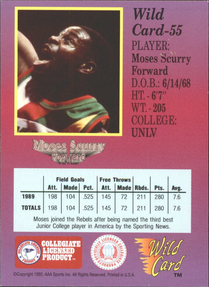 1991-92 Wild Card 5 Stripe #55 Moses Scurry | eBay