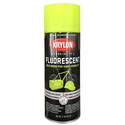 KRYLON FLUORESCENT SPRAY PAINT LEMON YELLOW 3104 Bold Neon Color HIGH ...