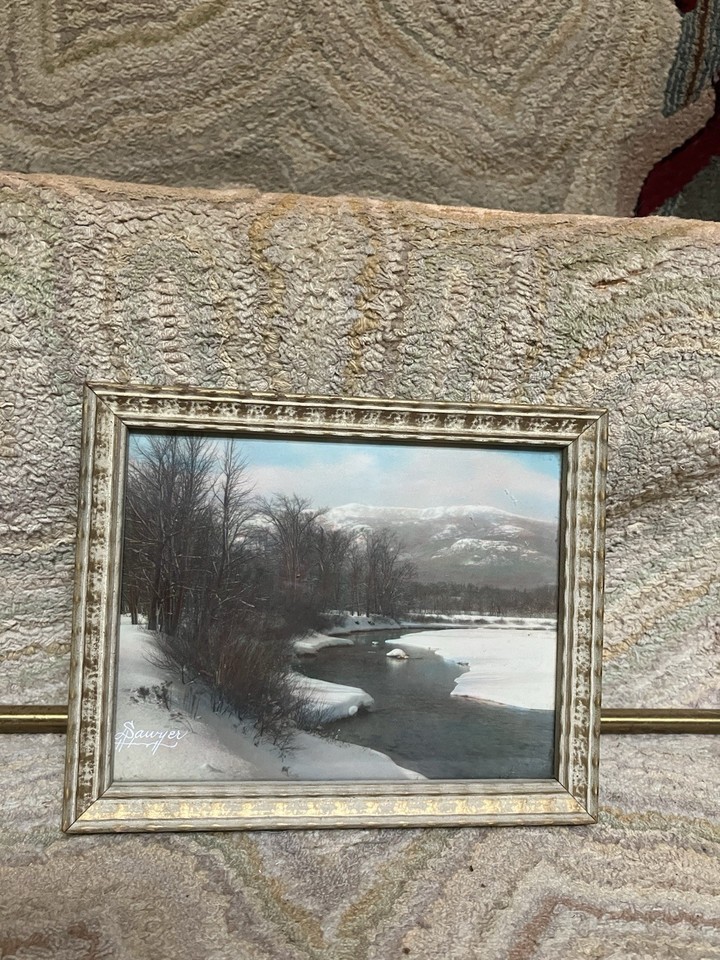 Rare Charles Sawyer Hand Colored Photo SNOW SCENE Winters Mantle ...