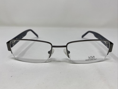 Viva Eyewear Eyeglasses Frame 317 MGUN 56-19-145 Gunmetal/Blue Half Rim ...