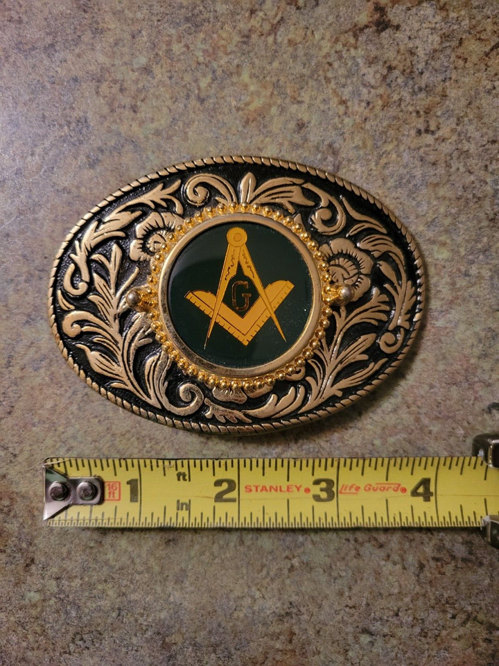 Montana Silversmiths USA Beautiful Large Oval MASONIC Compass Belt ...