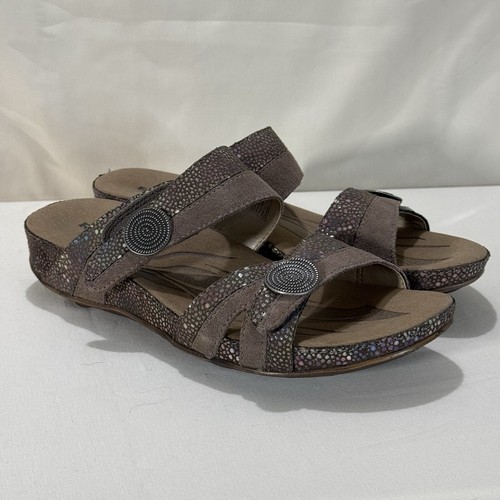 $145 Romika Fidschi 22 Sandals Brown Metallic Sz 7.5 Leather Slide Slip ...