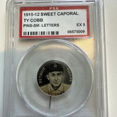 1910-12 Sweet Caporal Ty Cobb Pin PSA Certified SM LTRS EX 5 -Tigers ...