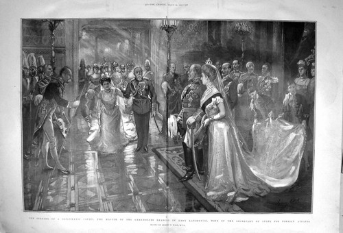 Old Antique Print 1903 Master Ceremonies Lady Lansdowne Secretary State ...