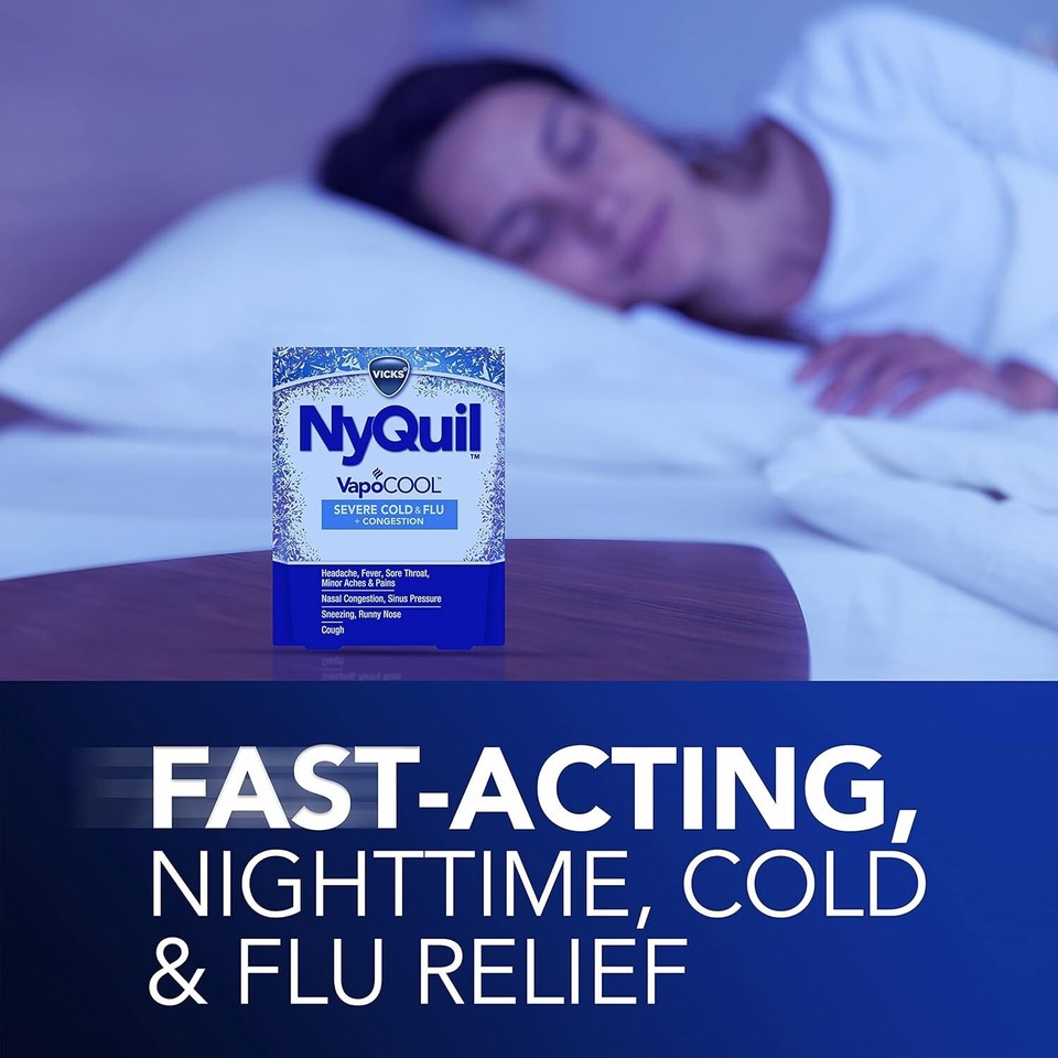 NyQuil Severe with Vicks Vapocool Nighttime Cold Flu Congestion 24 ...