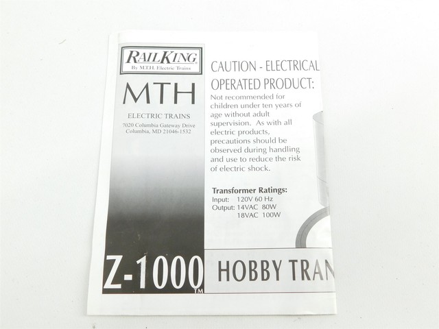 MTH Z-1000 Hobby Transformer Power Unit for sale online | eBay