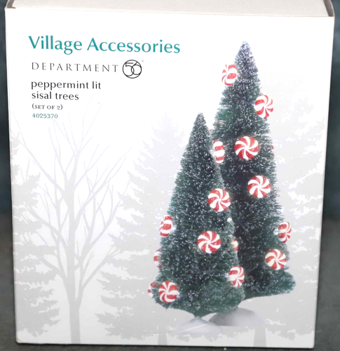 DEPT 56 PEPPERMINT LIT SISAL TREES SET OF 2 SNOW VILLAGE ACCESSORIES ...