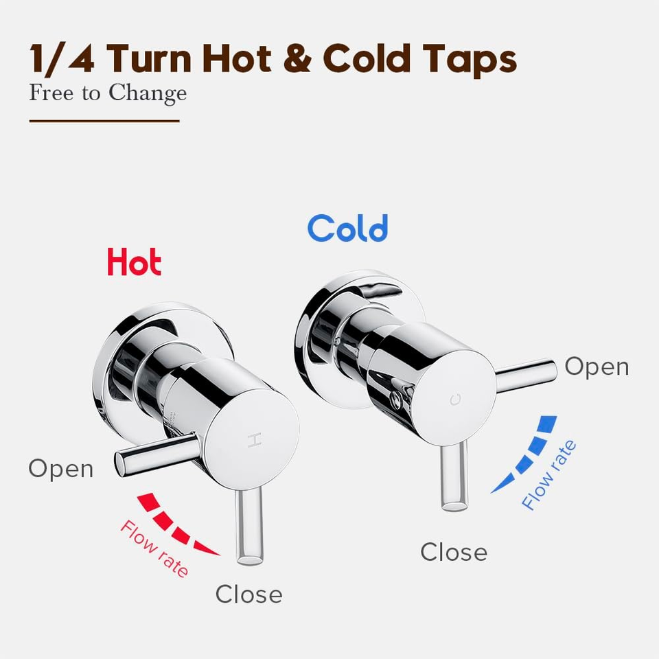 Watermark Shower Mixer Taps 1/4 Turn Twin Hand Levers Hot Cold Shower ...