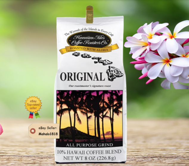 🌺 10 Hawaiian Isles Coffee ORIGINAL 10% Hawaiian coffee Blend 8oz ...