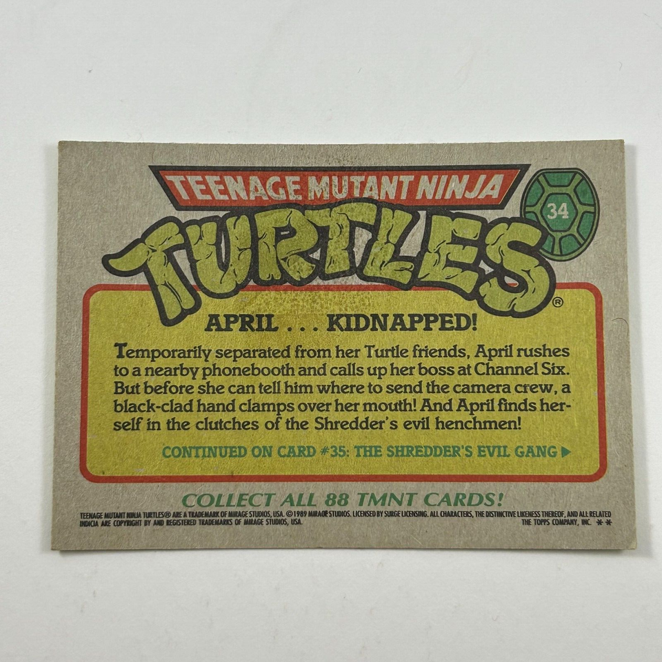 1989 Topps TMNT Teenage Mutant Ninja Turtles #34 April Kidnapped ...