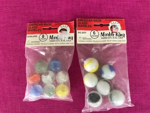 Lot of 2 Vintage Glass Marbles by Marble King 8 Count Bowlers & 6 Count ...