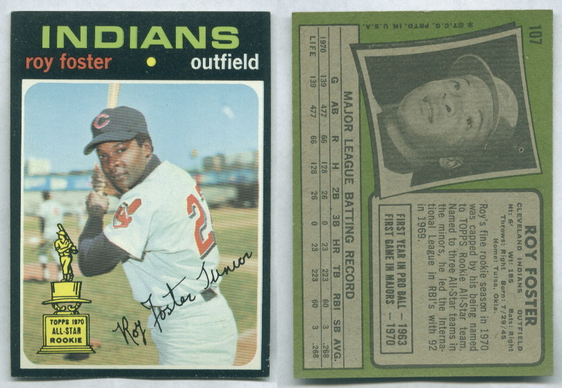(56634) 1971 Topps 107 Roy Foster Indians-NM | eBay