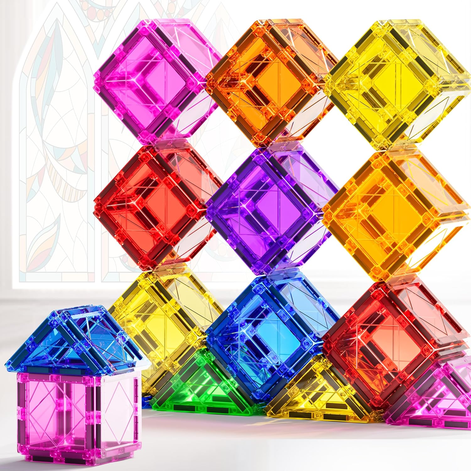 Magnetic Tiles Kids Toys, Magnetic Building Blocks STEM Magnet Building ...