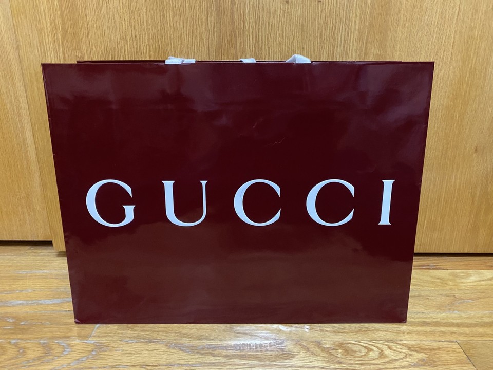 Gucci Empty Gift Shoe Box w Tissue Ribbon Gift Bag Maroon 14.5 x 8 x 5. ...