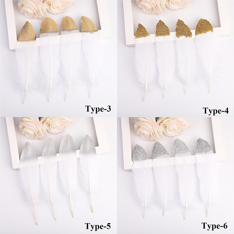 20PCS Color Dyed Goose Feather DIY Craft Costume Hat Decor Gold Fly ...