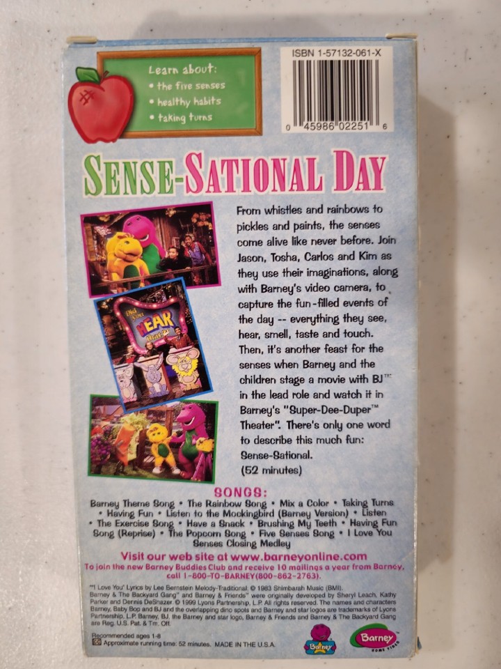 Barney - Barneys Sense-Sational Day (VHS, 2000, Classic Collection ...