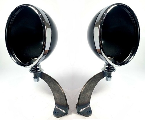 Pair Solid Headlight Stands w/ Black Dietz Buckets (Custom Steel Frame ...