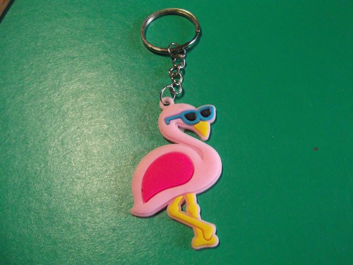 Collectible Key Chain 2"in Rubber Pink Flamingo w/Cool Sunglasses | eBay