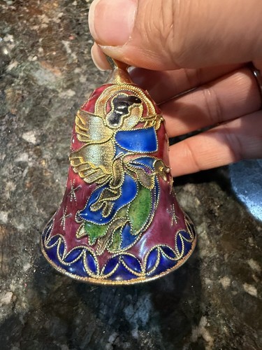 Vintage Cloisonné Enamel Bell Shaped Ornament Christmas Angel Trumpet ...