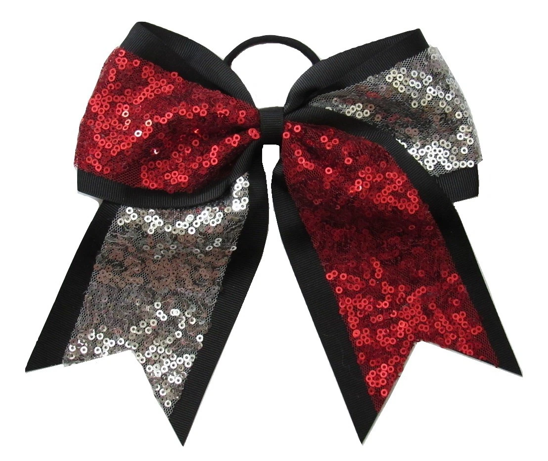 Silver Sequin Cheer Bows