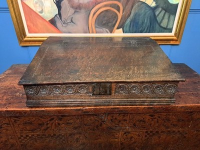 Exceptional James I / Charles I Oak Desk or Bible BoxC.1620-40. Very ...