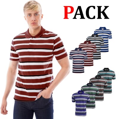 4/6 Pack Mens Polo Shirt Multipack Set Short Sleeve Pique T-Shirt Brand ...