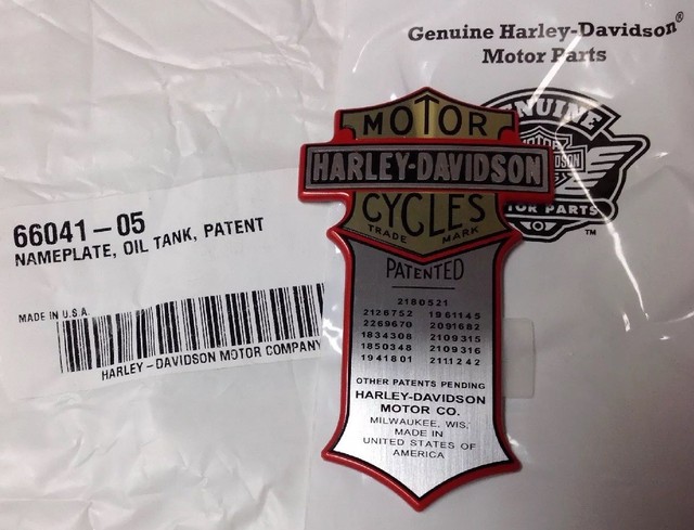 Harley Oil Tank Tool Box Patent Decal OEM 66041-05 for sale online | eBay