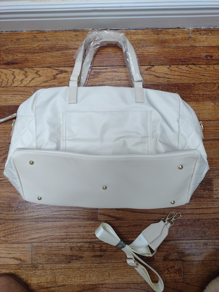 Bella Russo Large Weekender Duffle Bag Cream 17.7” X 13” New With Tag ...