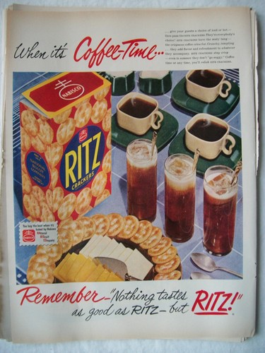 VTG 1951 Orig Magazine Ad Ritz Crackers When It's Coffee-Time Remember ...