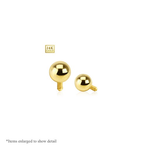 Dermal Top Internally 14 Karat Solid Gold Threaded Ball 3mm 14g Sold ...