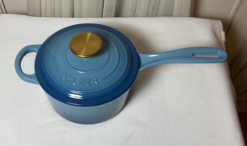 New - Bel-Fer Blue Enameled Cast Iron 1.75 Qt Sauce Pot With Lid | eBay
